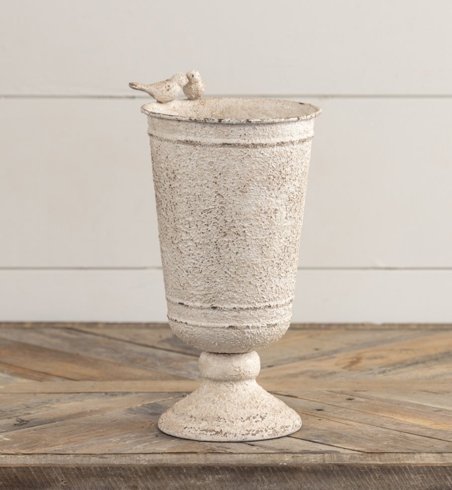 Cream Planter with Birds | Buckeye Craft & Home Decor